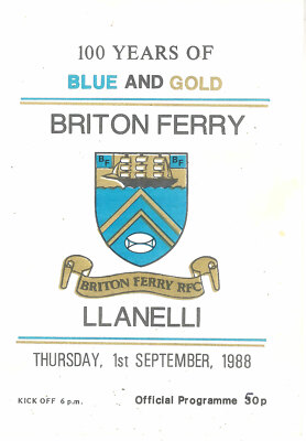Briton Ferry v Llanelli 1 Sep 1988 Briton Ferry RUGBY PROGRAMME | eBay UK