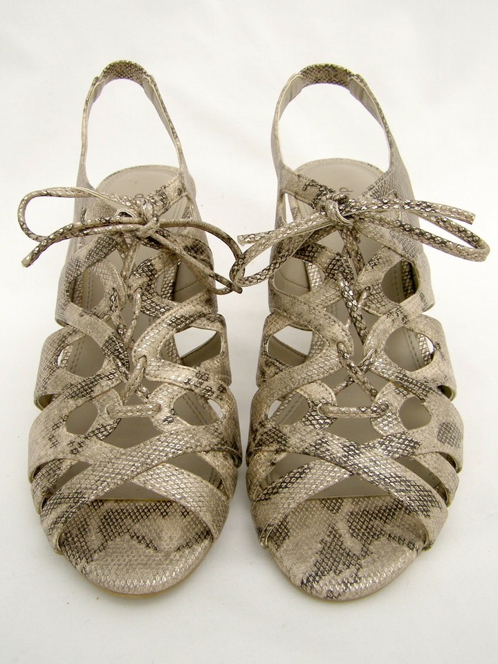 Women's 7½M Dress Barn Sandals New Faux Snakeskin Slingback 3¼” Heels ...