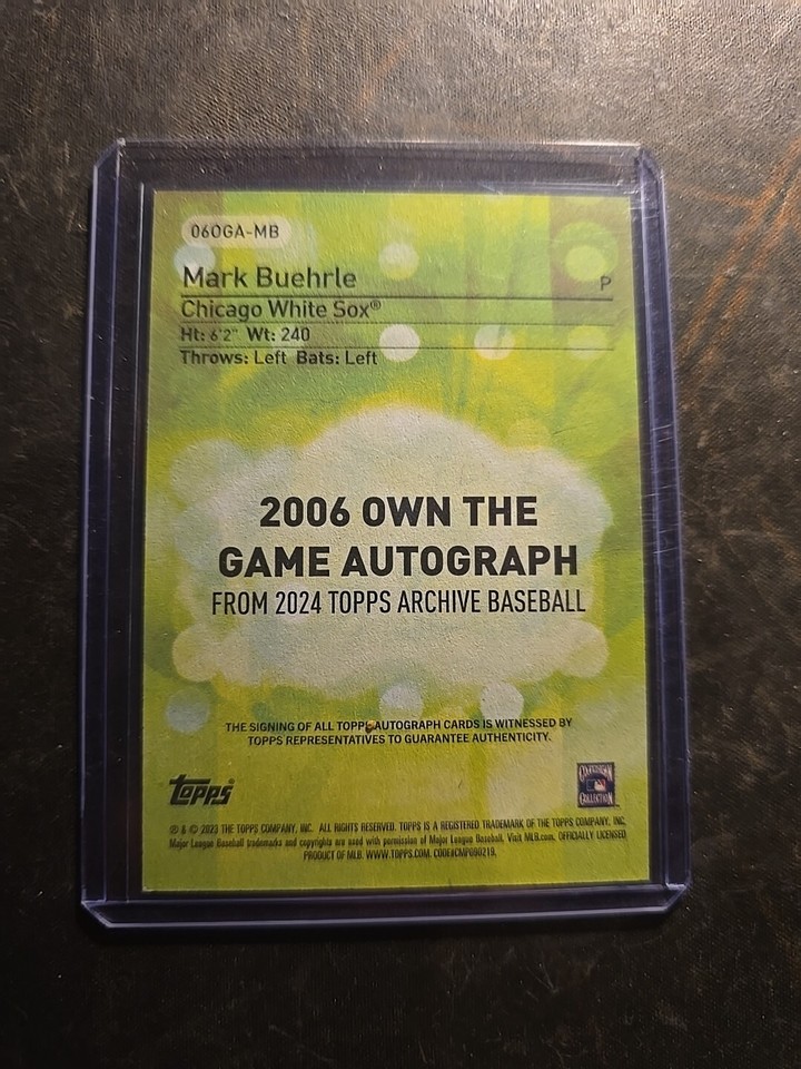 Mark Buehrle Auto Own The Game Autograph - 2024 Topps Archives #06OGA ...