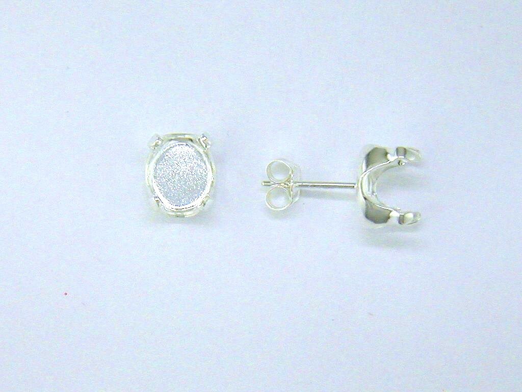 Oval 4 Prong Snaptite Earring Settings Sterling Silver | eBay