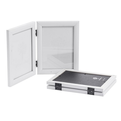 Double Photo Frame Picture Frames Folding Standing Hinged White 13x18cm ...