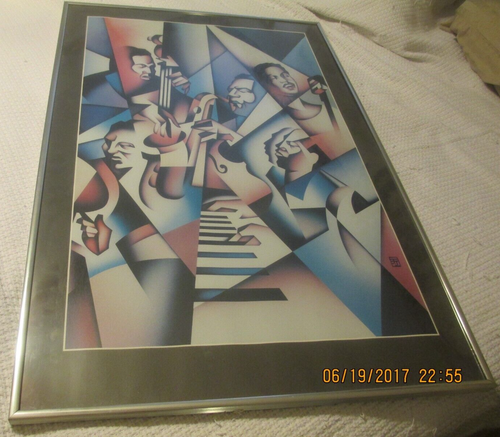 RARE !!John Jinks- Cubism Black Jazz Figures. 37x25 ART PRINT/POSTER ...