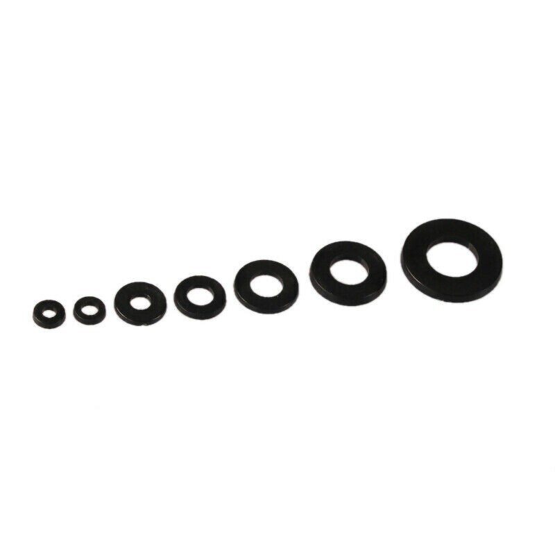 250 Piece Black Plastic Flat Washer Assortment Kit for Repairs and ...