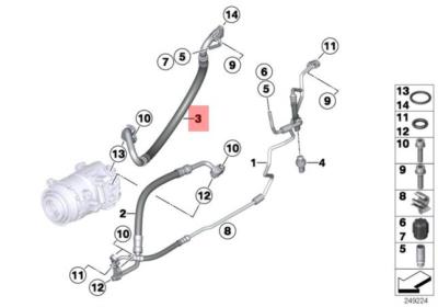 Genuine BMW Coolant Line Suction Pipe Evaporator-Compressor OEM ...