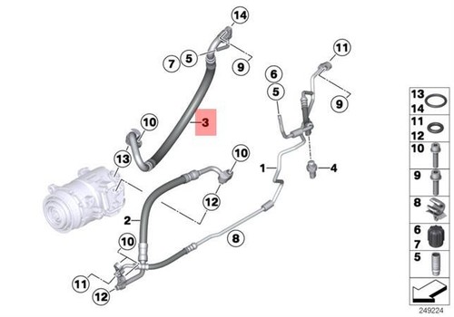 Genuine BMW Coolant Line Suction Pipe Evaporator-Compressor OEM ...