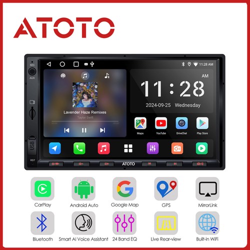 ATOTO 7" 2 DIN Car Stereo WiFi Bluetooth Head Unit Carplay Android ...