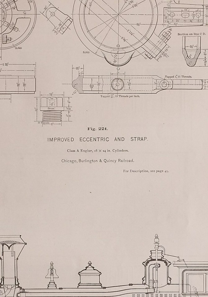 1886 RAILWAY LOCOMOTIVE PRINT CLASS A ENGINE IMPROVES ECCENTRIC COLONY ...