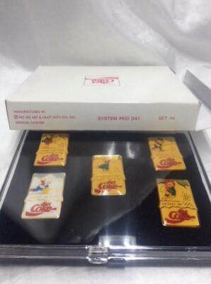 Diet coke Pin set #4 1988 Calgary Winter Olympics 5 pins in case w/ Box ...