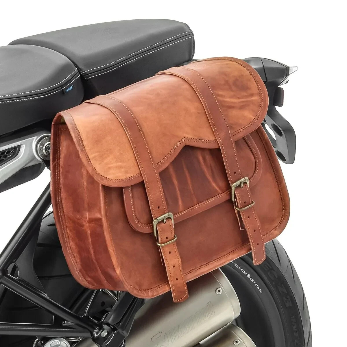 Motorcycle Side Pouch Brown Leather Side Saddlebag Saddle Panniers 2 ...