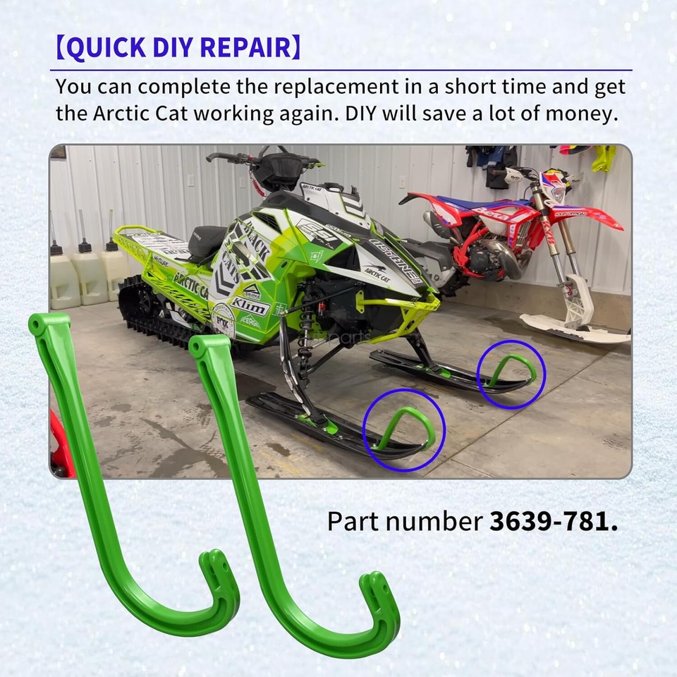 Fit Green Arctic Cat Snowmobile Ski Handles Ski Loops Set Z ZL ZRT Fire ...