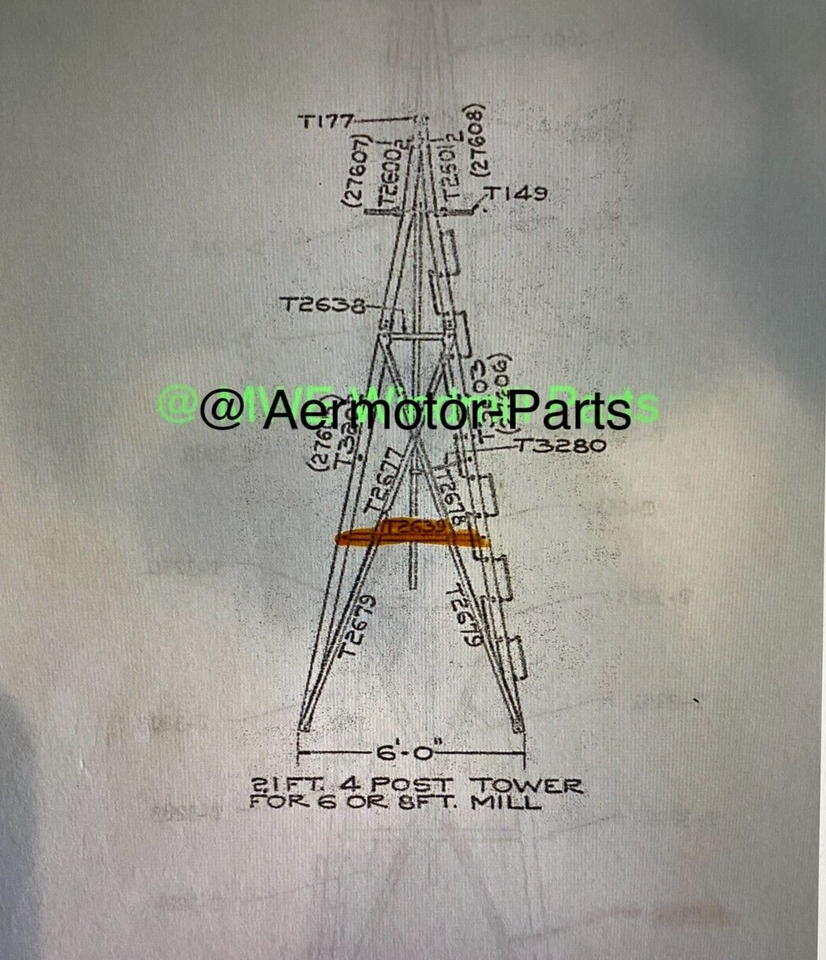 Aermotor Windmill Tower 2nd Angle Iron Girt, NEW, for 21ft towers T2639 ...