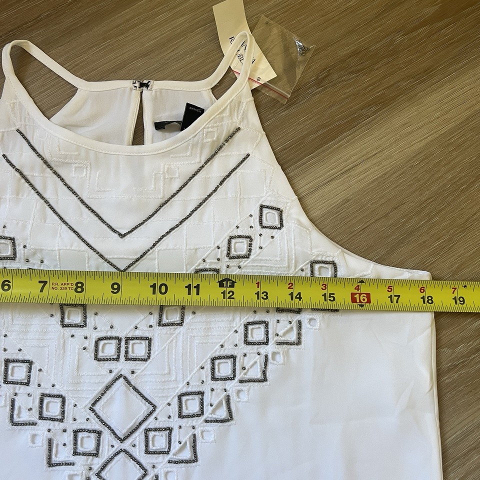 Banana Republic White Beaded Neckline Tank Top Size Small NWT ...