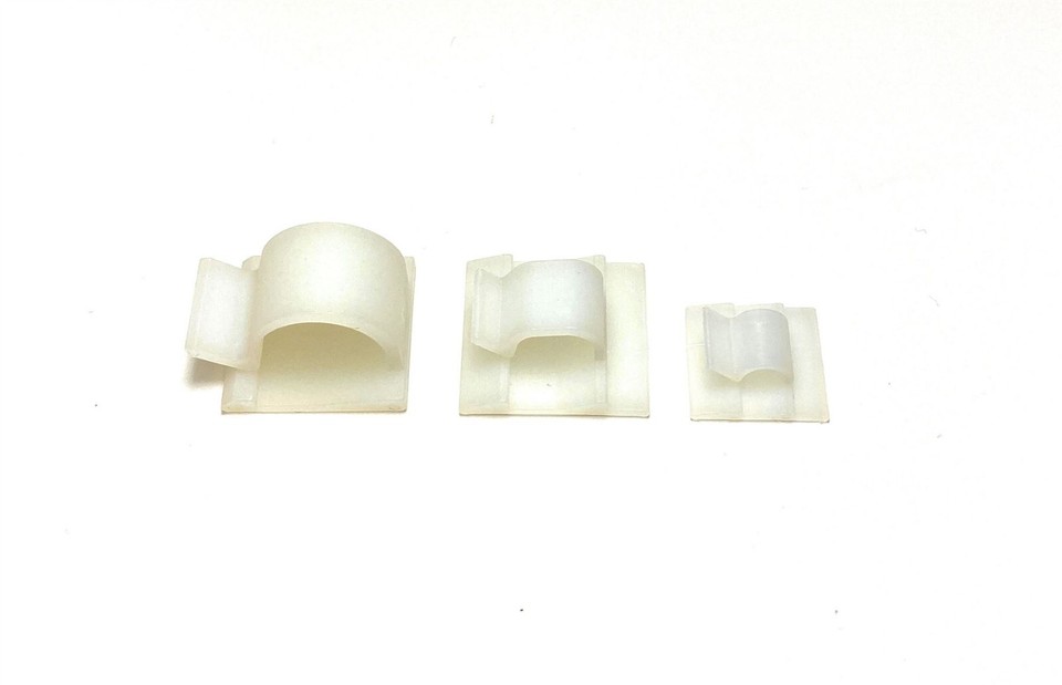 Self Adhesive Cable Clips Mounts Wire Conduit Tubing Nylon Sticky Pads ...