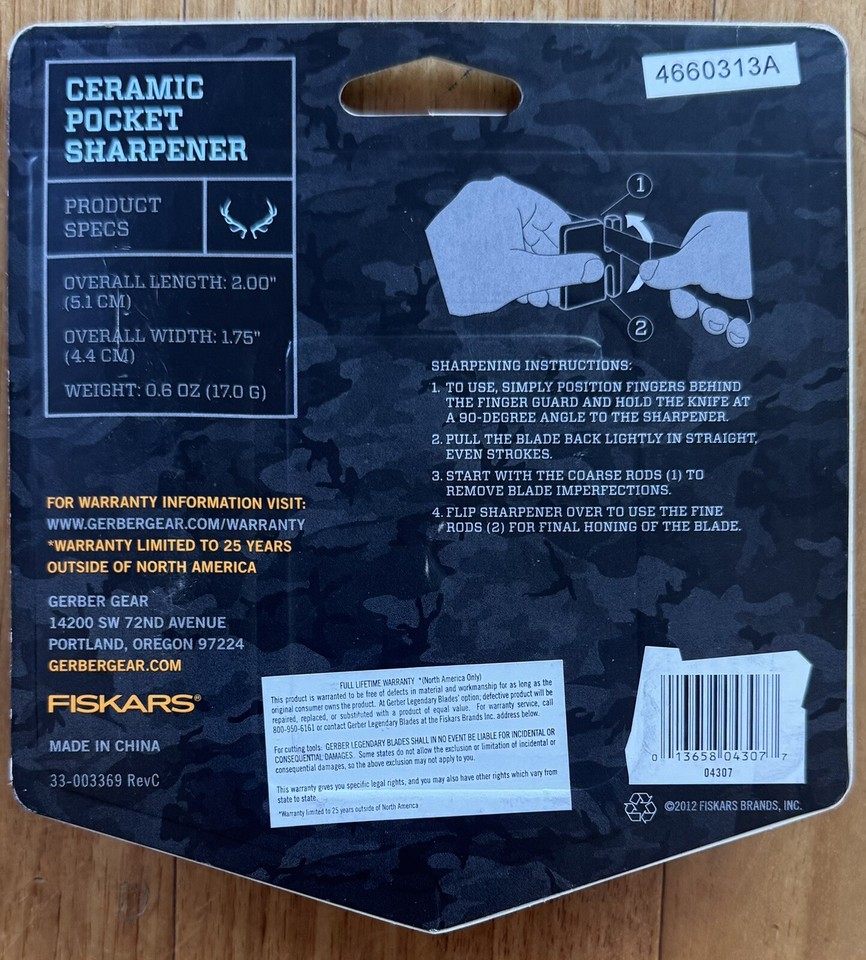 GERBER HUNTING Ceramic Pocket Sharpener for Knife BRAND NEW Lifetime ...