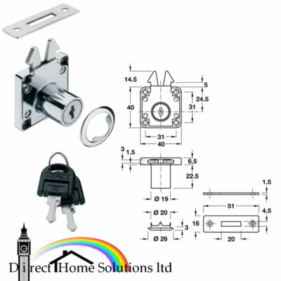 Hafele Roller Shutter Rim Lock For Screw Fixing Standard Profile Econo ...