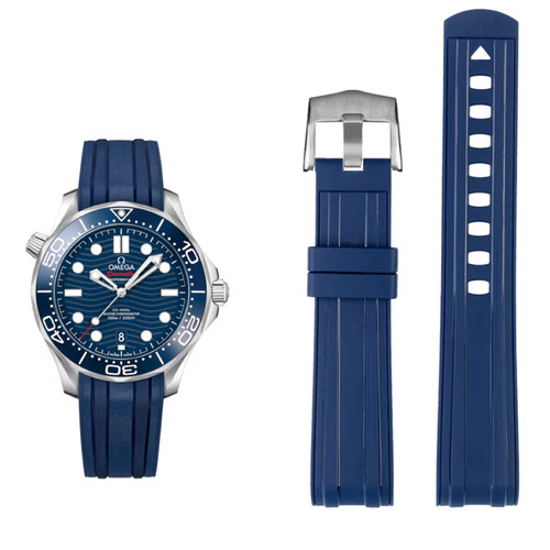 20MM Blue Rubber Curved End Watch Strap Band Bracelet 41mm Omega ...