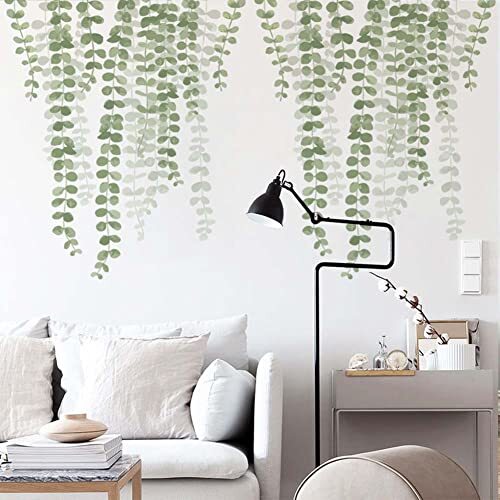 Hanging Green Vine Wall Stickers, String of Pearls Plant Wall Decor ...