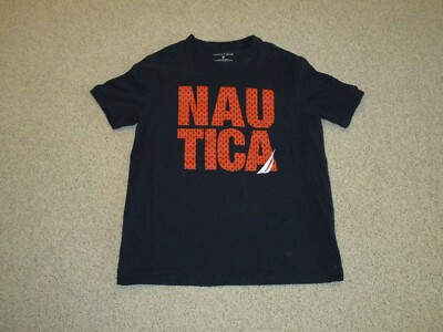 PREOWNED Mens Nautica Navy Blue Graphic Tee Size M Medium Short Sleeve ...