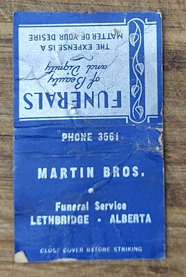 MATCHCOVER Canada Lethbridge Alberta Martin Brothers Funeral Home | eBay