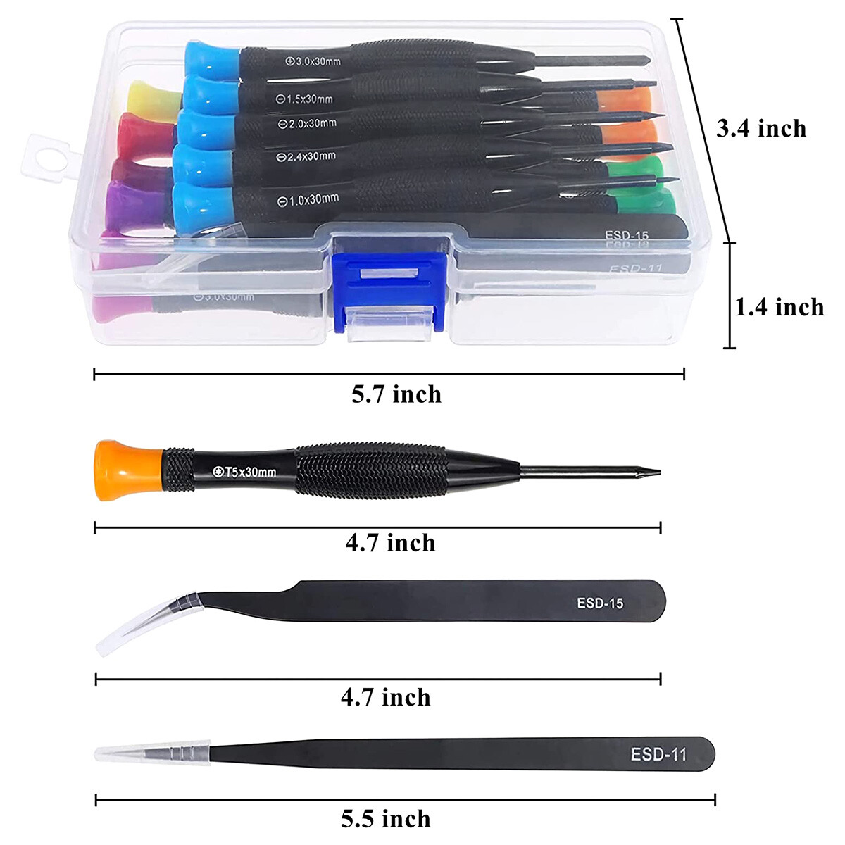 19Pcs Magnetic Screwdriver Set 0.8-3mm Cross Screwdriver Kit Metric ...