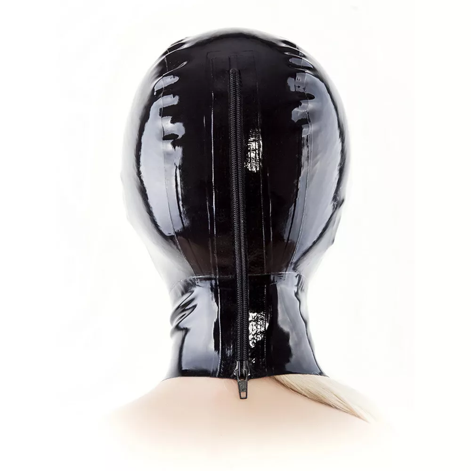 0.4mm Latex Rubber Hood Mask Only Open Nose Holes Back Zipper Club Wear ...