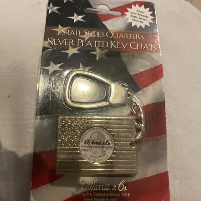 Silver Plated American Key Chain State Series Quarters H.E. Harris NeW ...