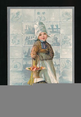 Netherlands Children Dutch girl in clogs flower basket Embossed c1920 ...