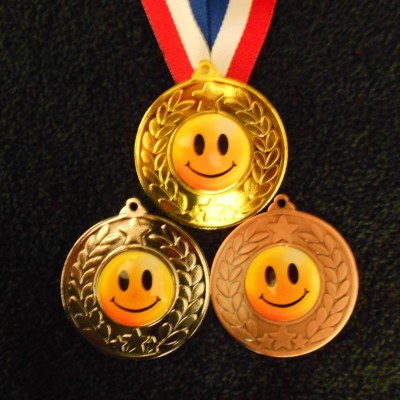 Smiley Face Medal & Ribbon Engraved Pub Club School Award Trophy 50mm ...