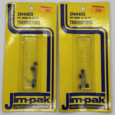 VTG Jim-Pak Transistors, 2 Packages , 2N4403, PNP, 500MA, 50 - 150hFE ...