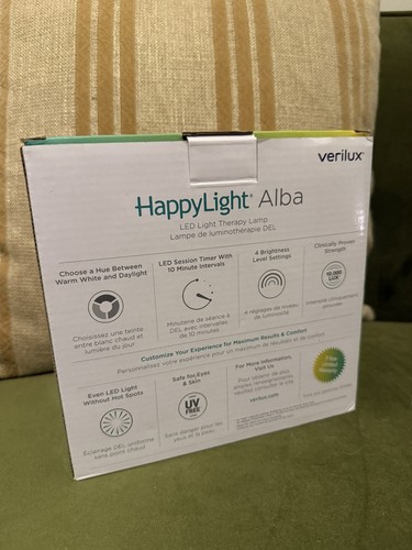 HappyLight Alba Round UV-Free LED Therapy Lamp 10,000 Lux White ...