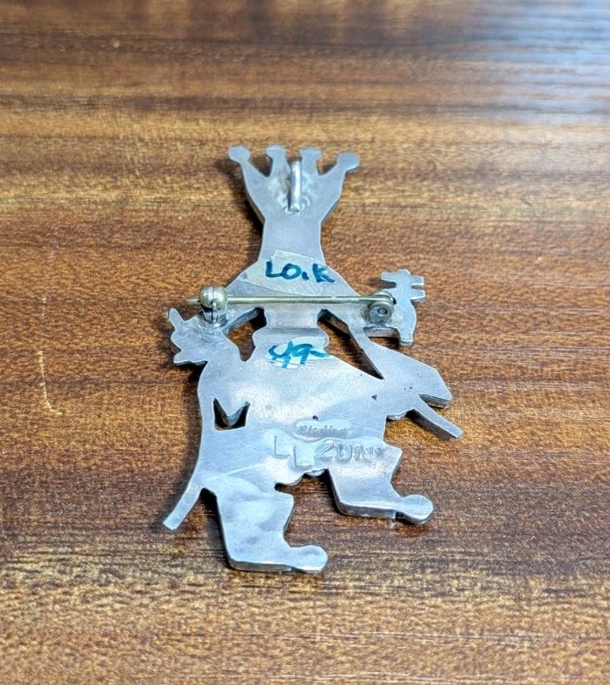 Zuni MOP / Enamel Inlay Sterling Apache Crown Dancer L. Laiwakete ...