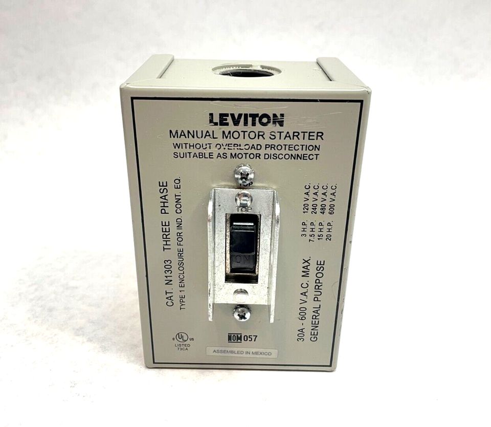 Leviton N1303-DS Manual Motor Starter Disconnect Switch 3PH 30A 600V ...