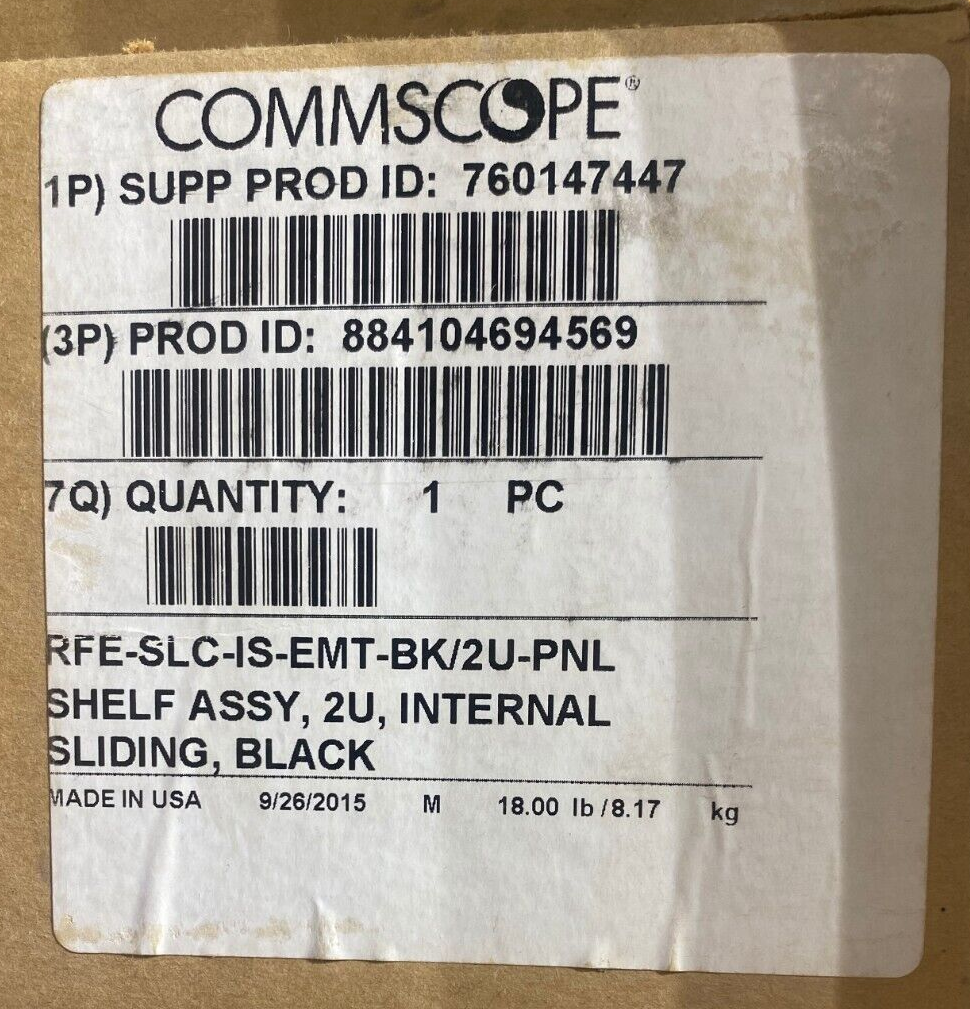 Commscope 760147439 RFE-SLC-IS-EMT-BK/1U-PNL internal sliding shelf for ...
