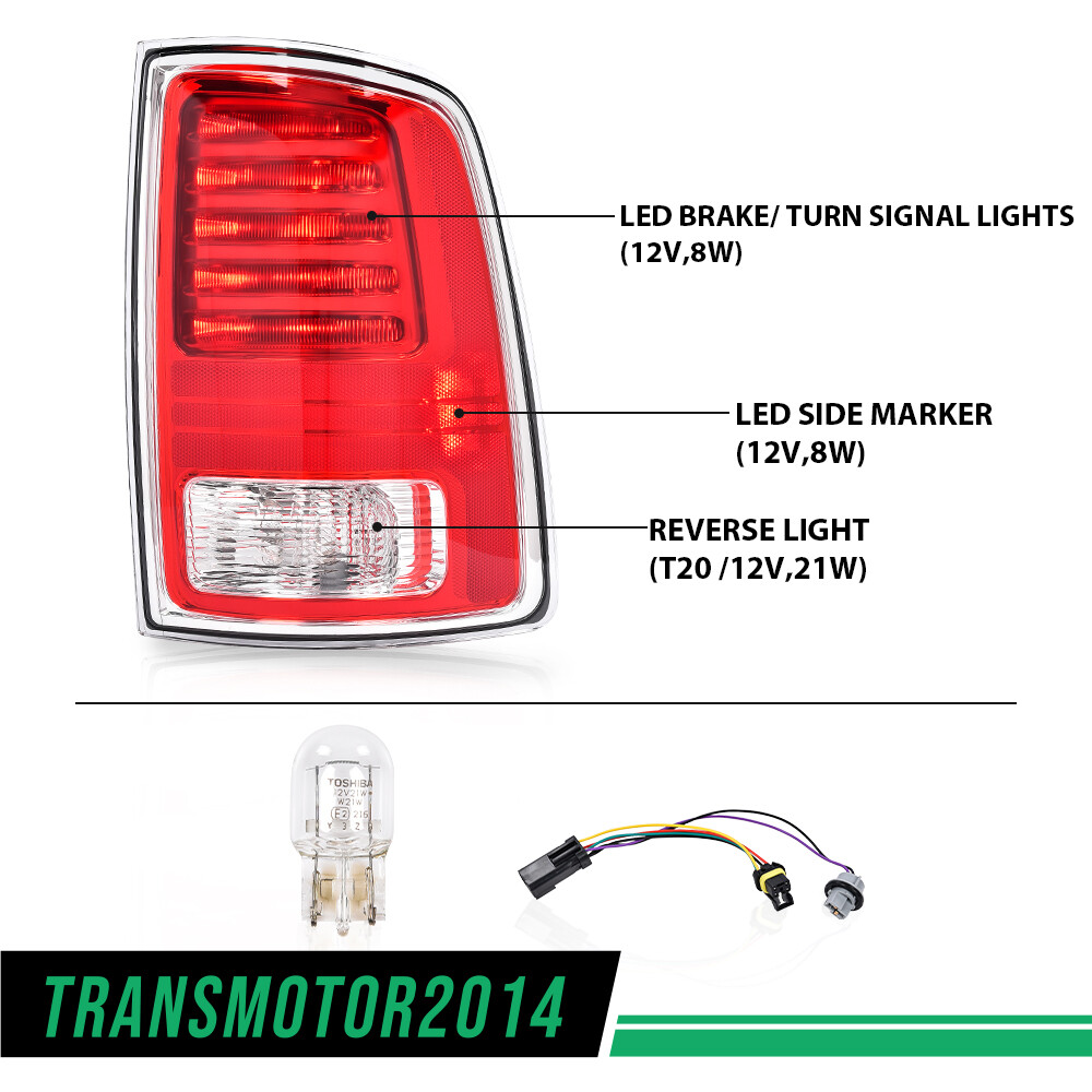 LED Tail Lights Lamp Fit For 13-18 Ram 1500 2500 3500 Rear Lamp Chrome ...