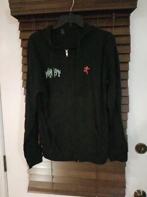 Woot Brand Full Zip lightweight hooded black "Zombie Bait" jacket | eBay