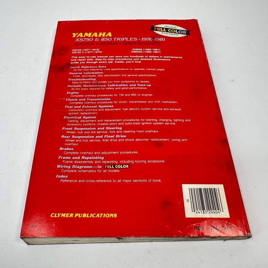 Yamaha XS750 XS850 Triples Service Repair Manual 1976-1981 Clymer 1983 ...