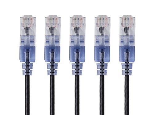 Monoprice 5-pack Slim Run Cat6a Ethernet Network Patch Cable 14 Black ...