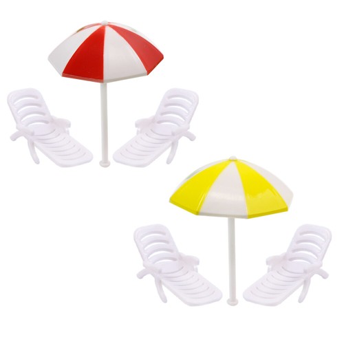 TYS26075 2 Sets OO Scale 1:75 Parasols Sun Loungers Chairs Bench Settee ...