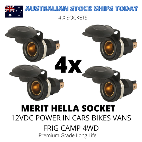 4 x Merit ( Hella) Plug to Cigarette Lighter Panel Mount Socket DIN4165 ...