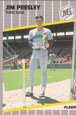 1989 Fleer #555 Jim Presley MLB Seattle Mariners + (Yes 3 Free Mystery ...