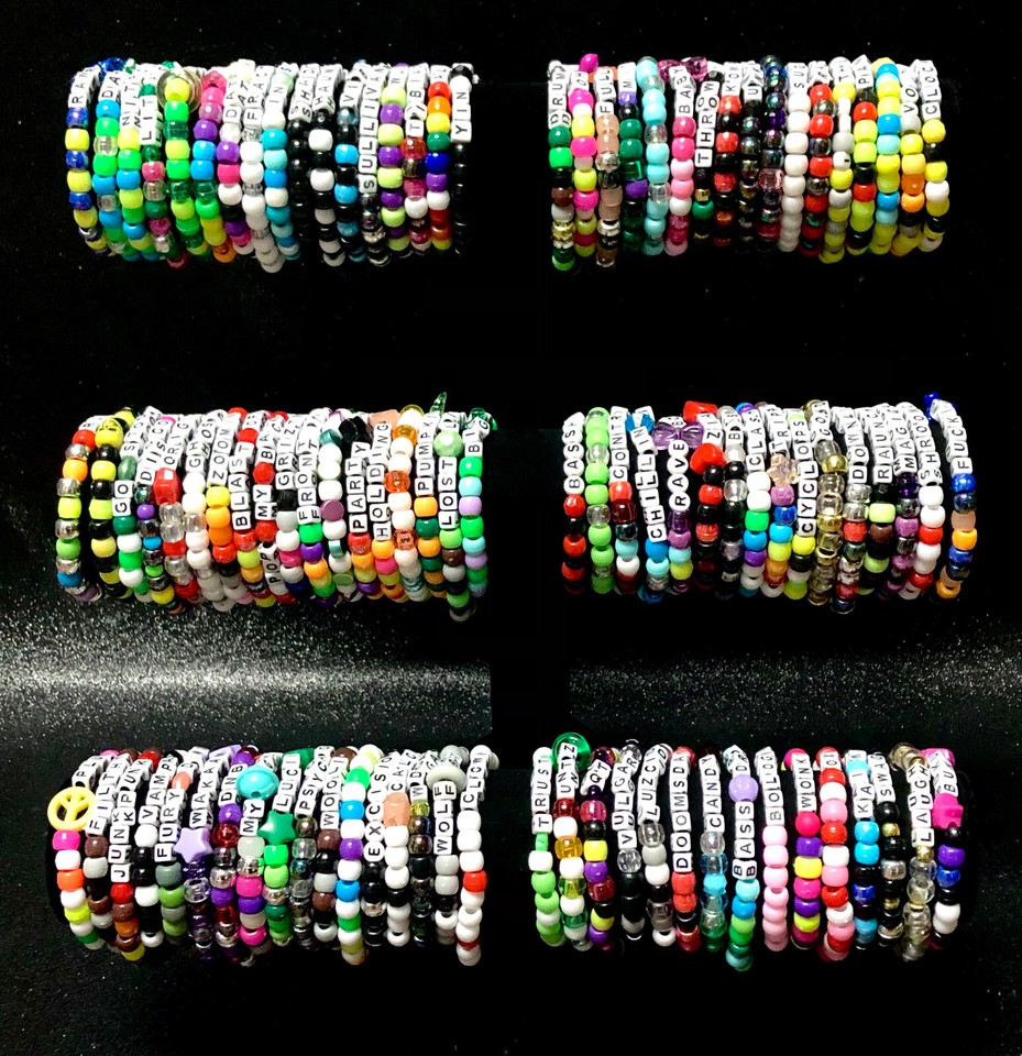 5 Random Rave Kandi Bracelets, EDM Festival Accessories, Raver Wear ...
