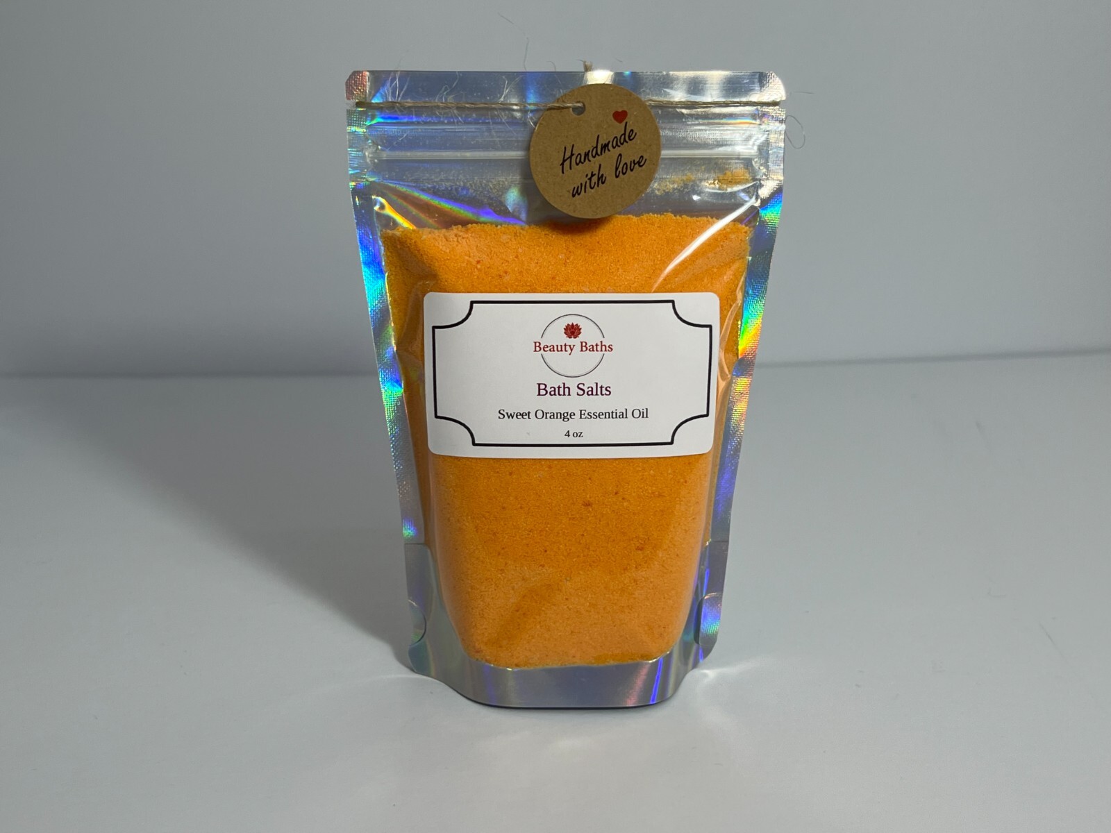 All natural 4oz Bath Salts, Epsom Salt, Sweet orange essential oil ...