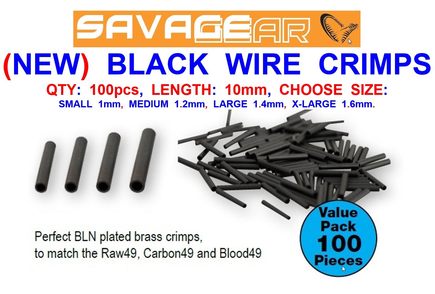SAVAGE GEAR WIRE CRIMPS FOR SEA FISHING PIKE SNAP TACKLE PREDATOR WIRE ...