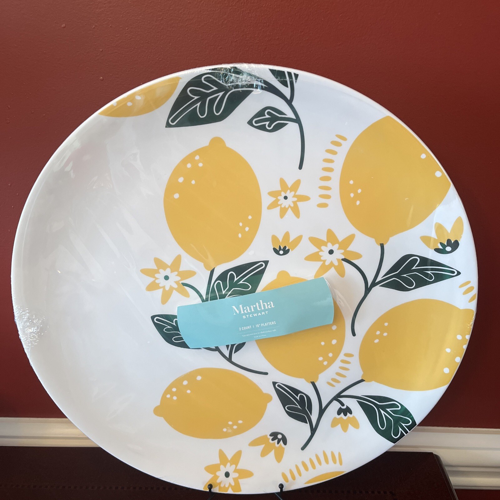 Martha Stewart 2 Count Lemon 16” Platters Plastic-Perfect for Summer ...