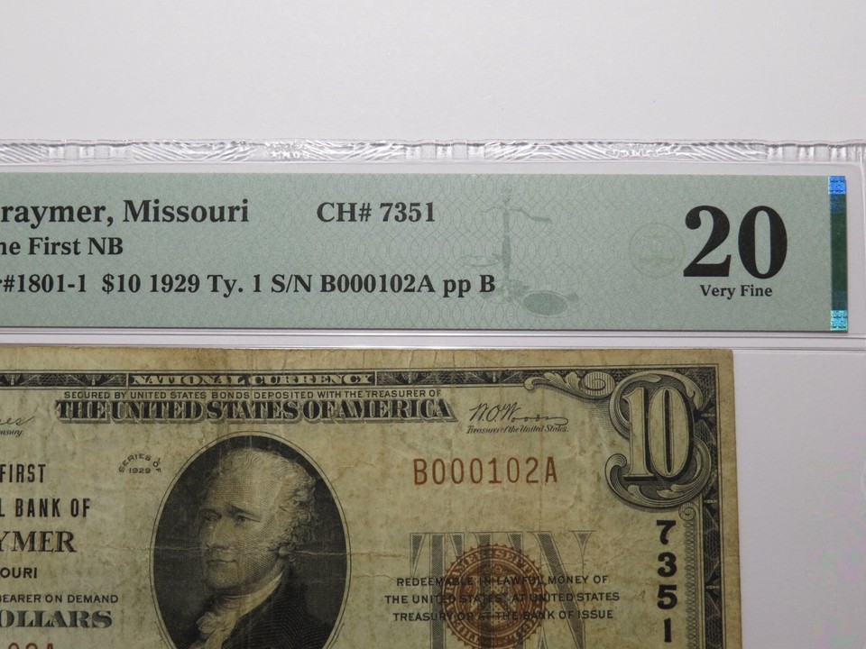 $10 1929 Braymer Missouri MO National Currency Bank Note Bill Charter ...