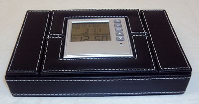 Faux Leather Travel Jewelry Box w/Multi-Function Alarm Clock In Lid | eBay