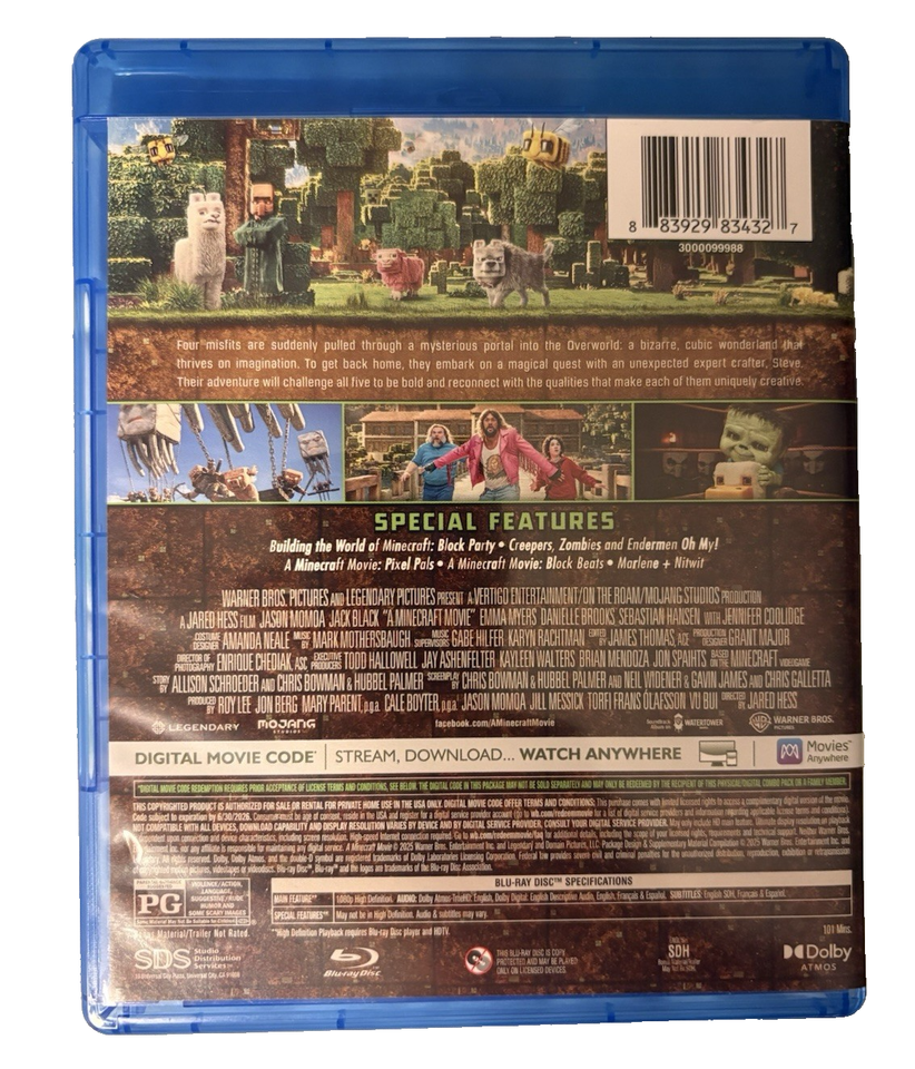 A Minecraft Movie Blu Ray - Fantasy Adventure - Jason Momoa & Jack ...