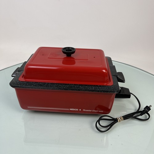 Vtg Red NESCO 4 Quart Electric Roaster Oven Roasting Cooker #4104 w ...