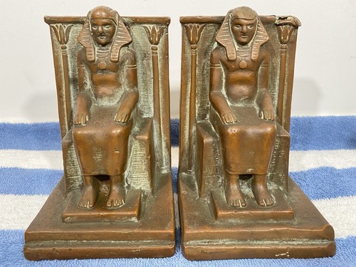 VTG 2pc Egyptian Pharaoh Bookend Set Copper Clad | eBay