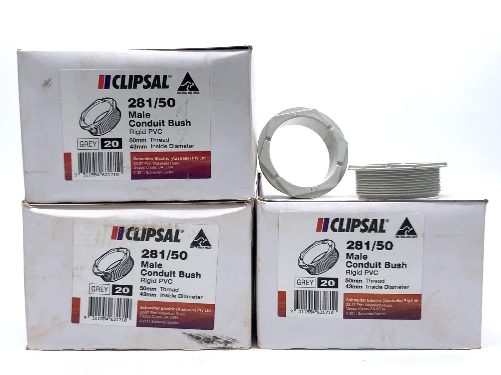 Clipsal 281/50 Male Conduit Bush 50mm Thread PVC Grey x 60 pcs | eBay